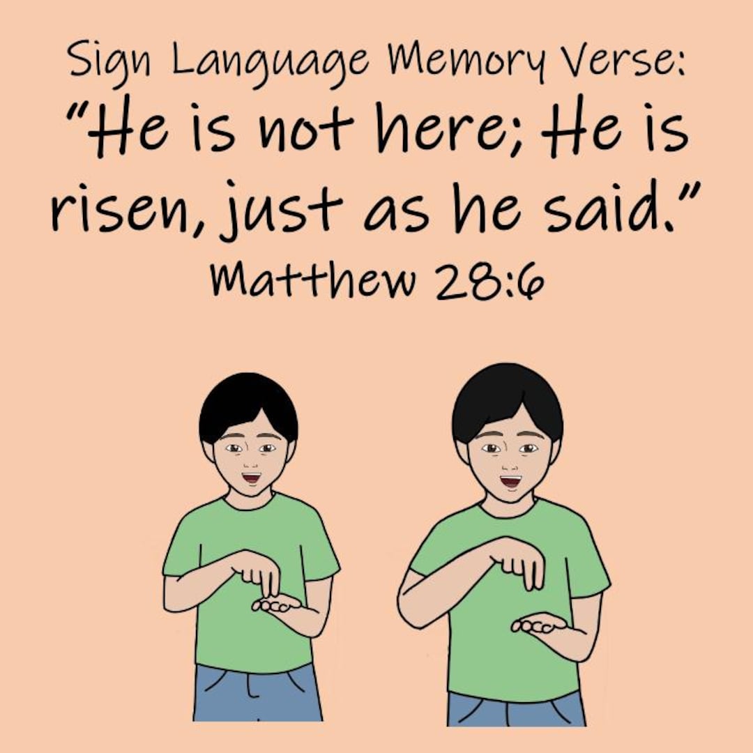 Easter Sign Language Verse Bible Memory ASL Scripture Cut and Paste ...
