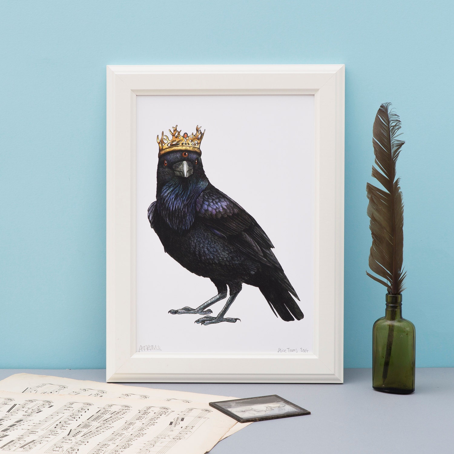 Three Eyed Raven in a Game of Thrones Crown A3 Print - Etsy