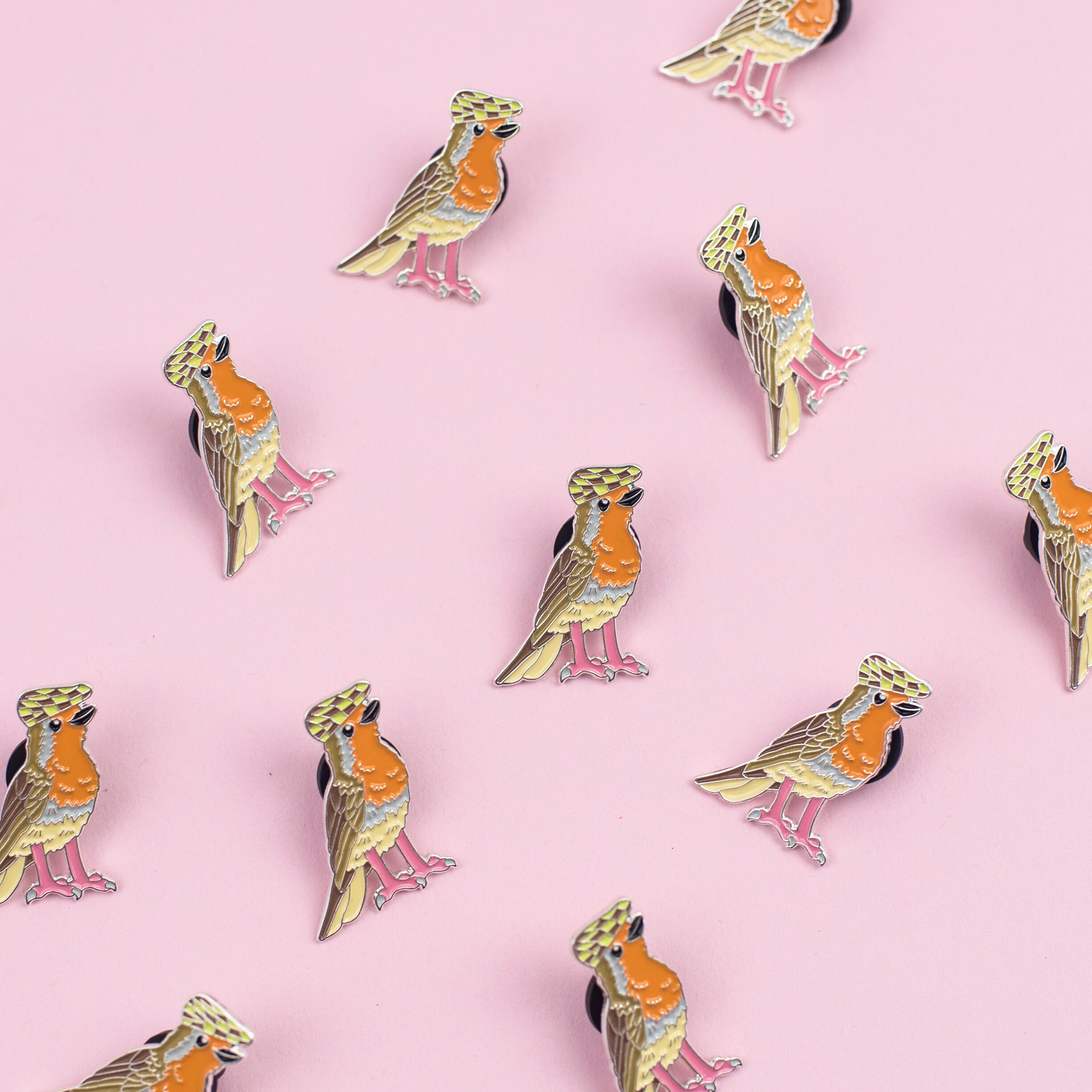 Robin Enamel Pin Badge Birds in Hats Robin in a Flat Cap Pin | Etsy