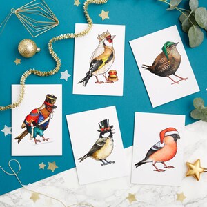 Bullfinch in a Santa Hat Christmas Card: A6 Birds in Hats Christmas ...