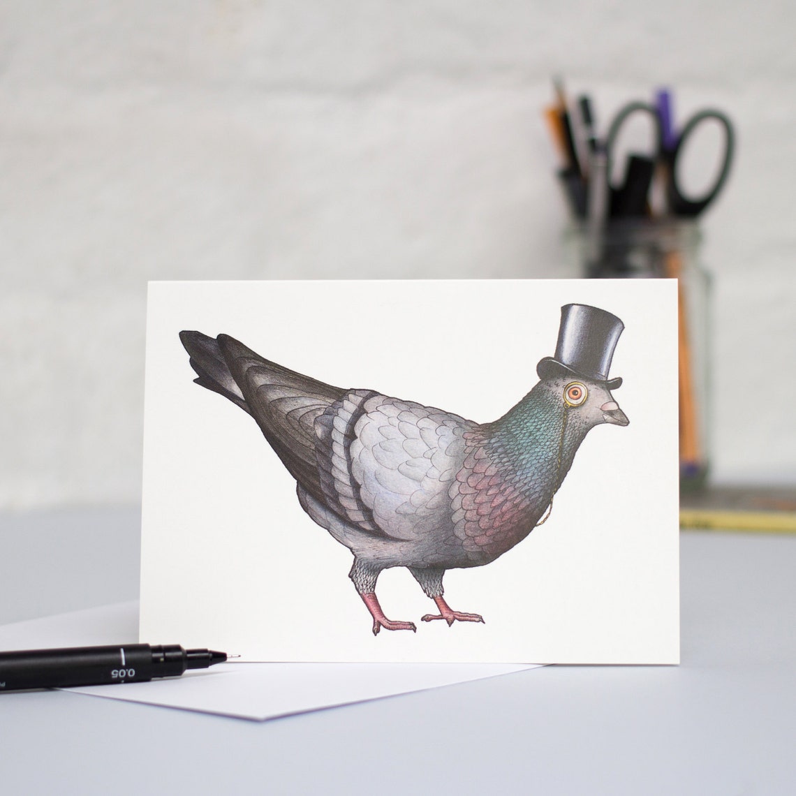 Pigeon in a Top Hat: A6 Birds in Hats Greetings Card - Etsy