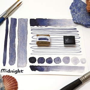 Midnight - Handmade Granulating Blue-black Watercolour Paint, Hand ...