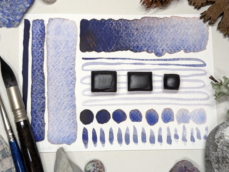 Midnight - Handmade Granulating Blue-black Watercolour Paint, Hand ...