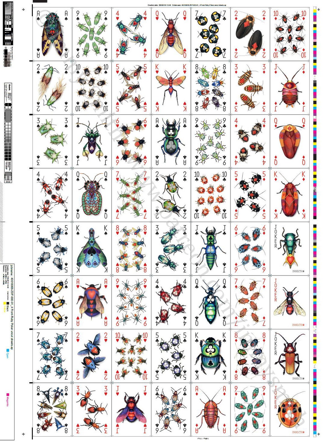 UNCUT SHEET - Insecta Deck - Full Deck Uncut Sheet - Playing Card Art ...