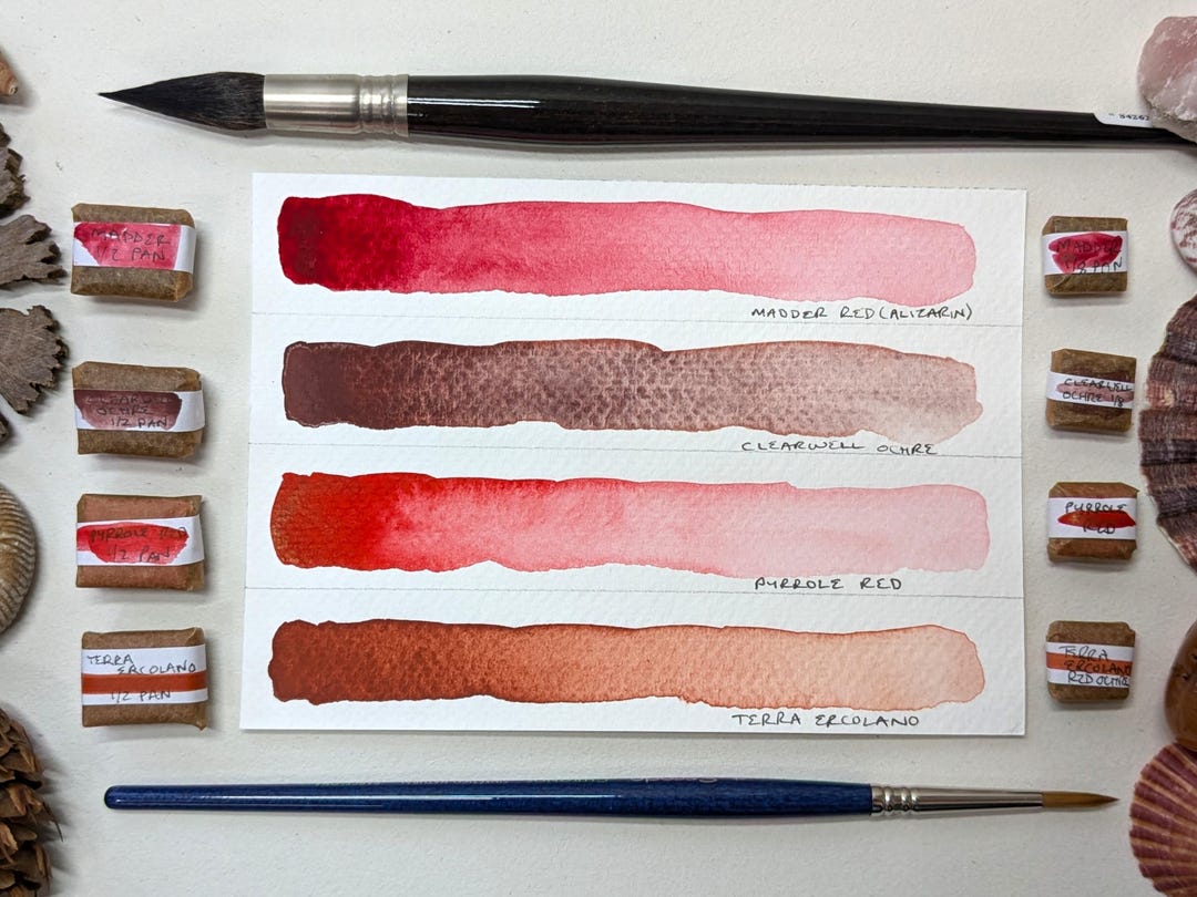 Four Reds a Handmade Watercolour Set of 4 Single Pigment Red Watercolor ...
