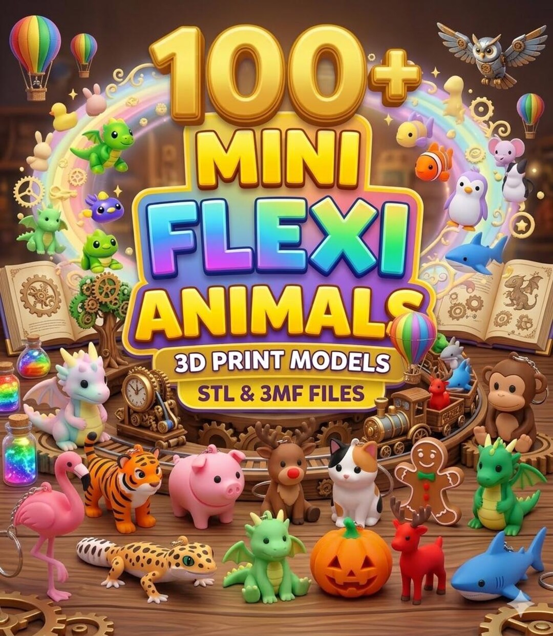 100 Flexi Animals STL Bundle | 3D Printable Articulated Toys (instant ...