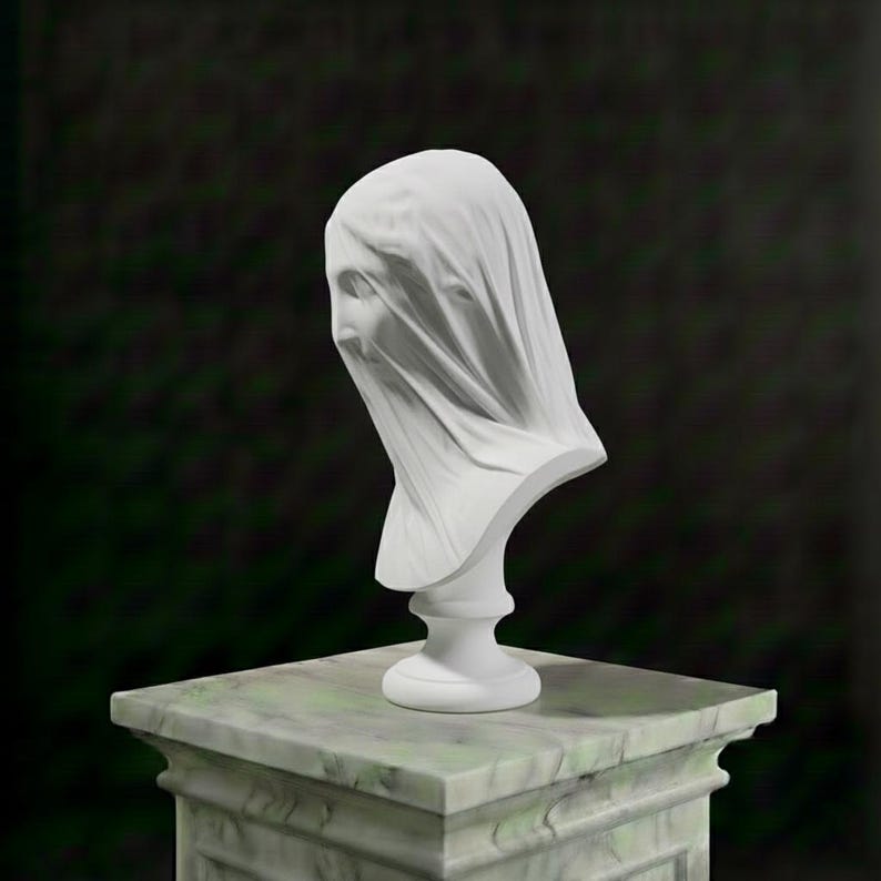 Veiled Lady Bust Statue Resin Sculpture – Greek Roman Style Veil Face ...