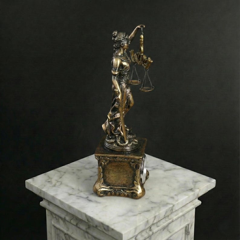 Lady Justice Clock Statue With Scales and Sword – Themis Greek Law ...