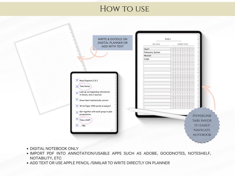 Green Checker Digital Notebook: Student Notes, Goodnotes, Notability ...