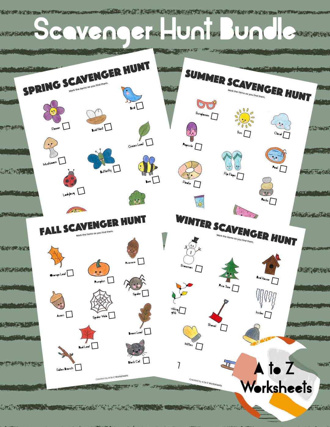 Kids Scavenger Hunt Bundle • Printable Kids Games • Neighborhood Walk ...