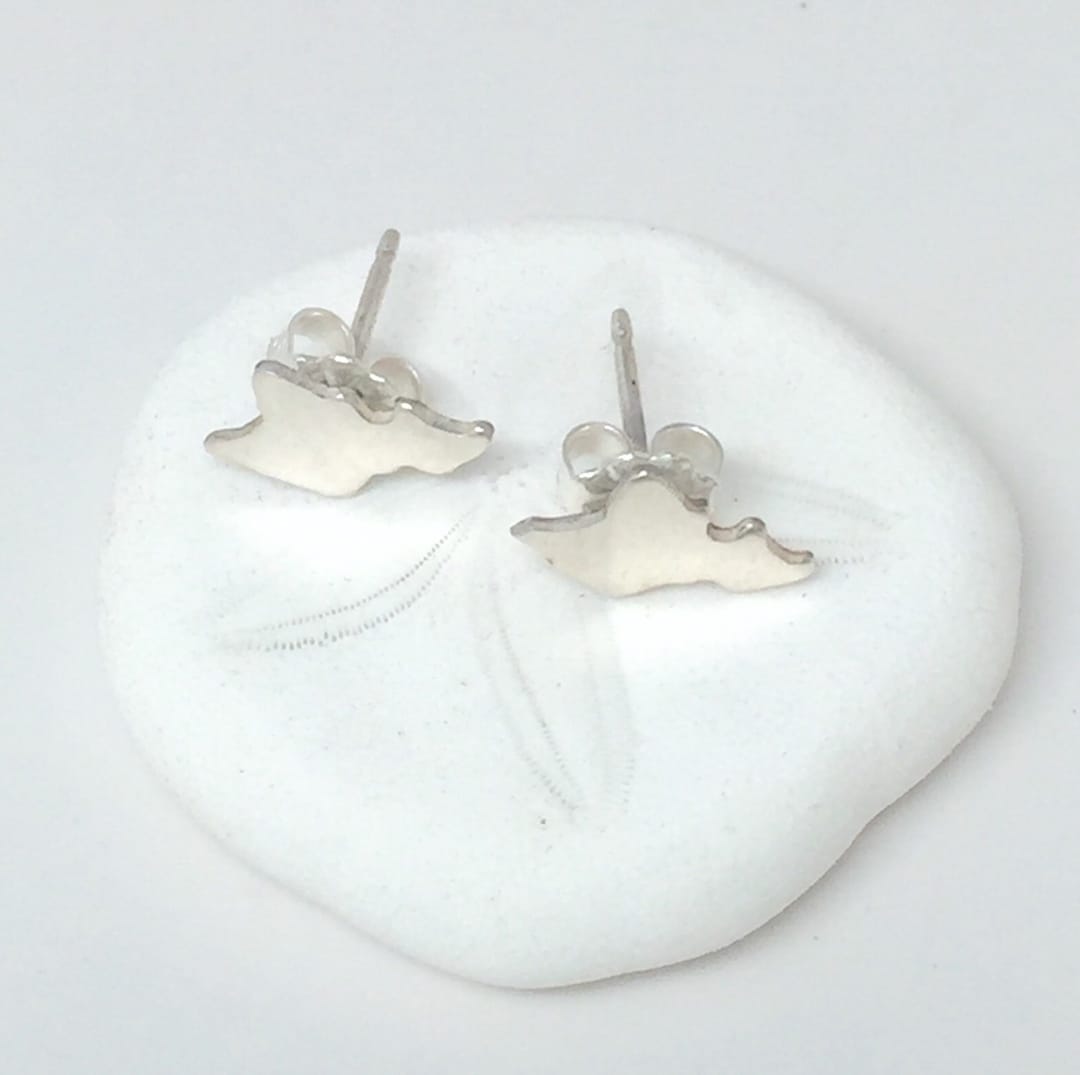 Oahu Earrings, Island Studs in Sterling Silver or 14K Gf Handmade by ...