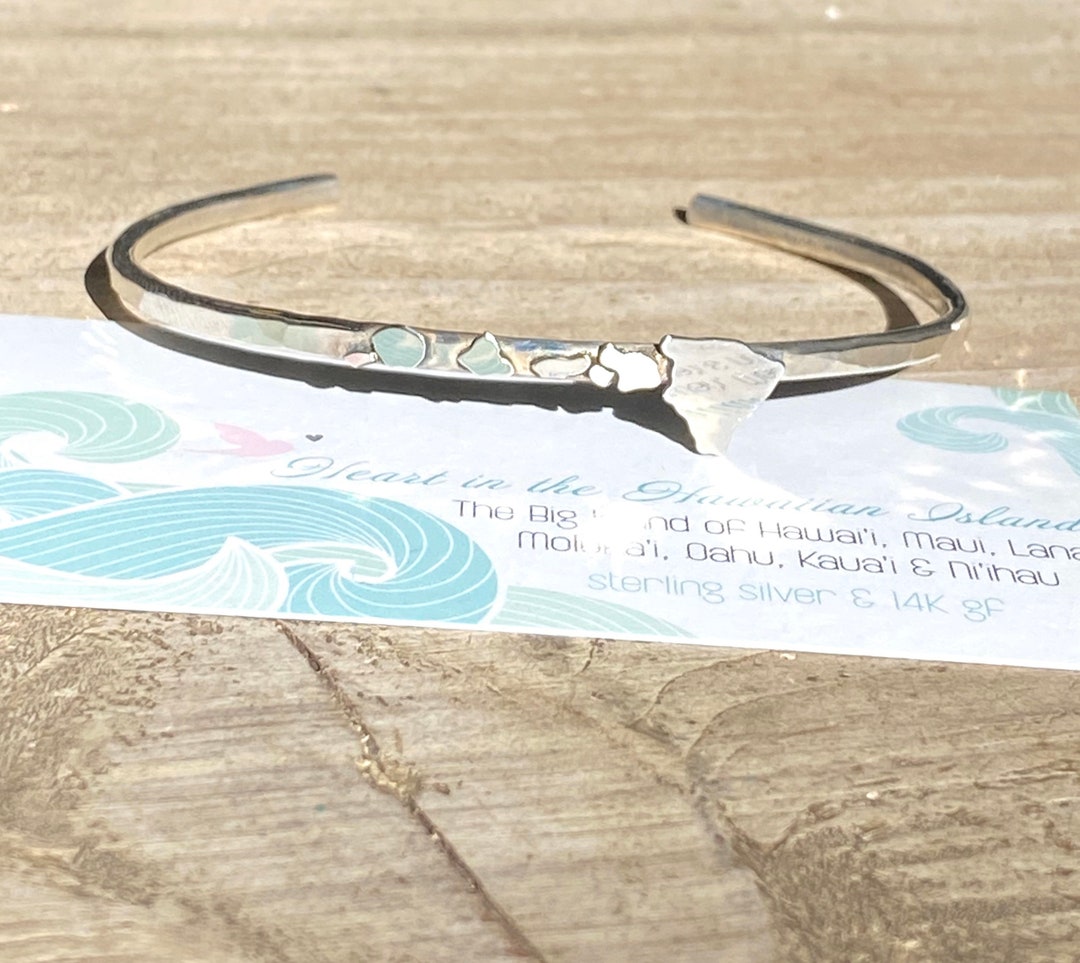Hawaiian Islands Cuff Bracelet in Sterling Silver OR 14k GF - Etsy