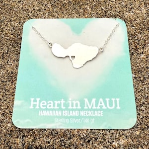 Heart in Kihei, Maui Necklace - 14K Gf or Sterling Silver Larger Island ...
