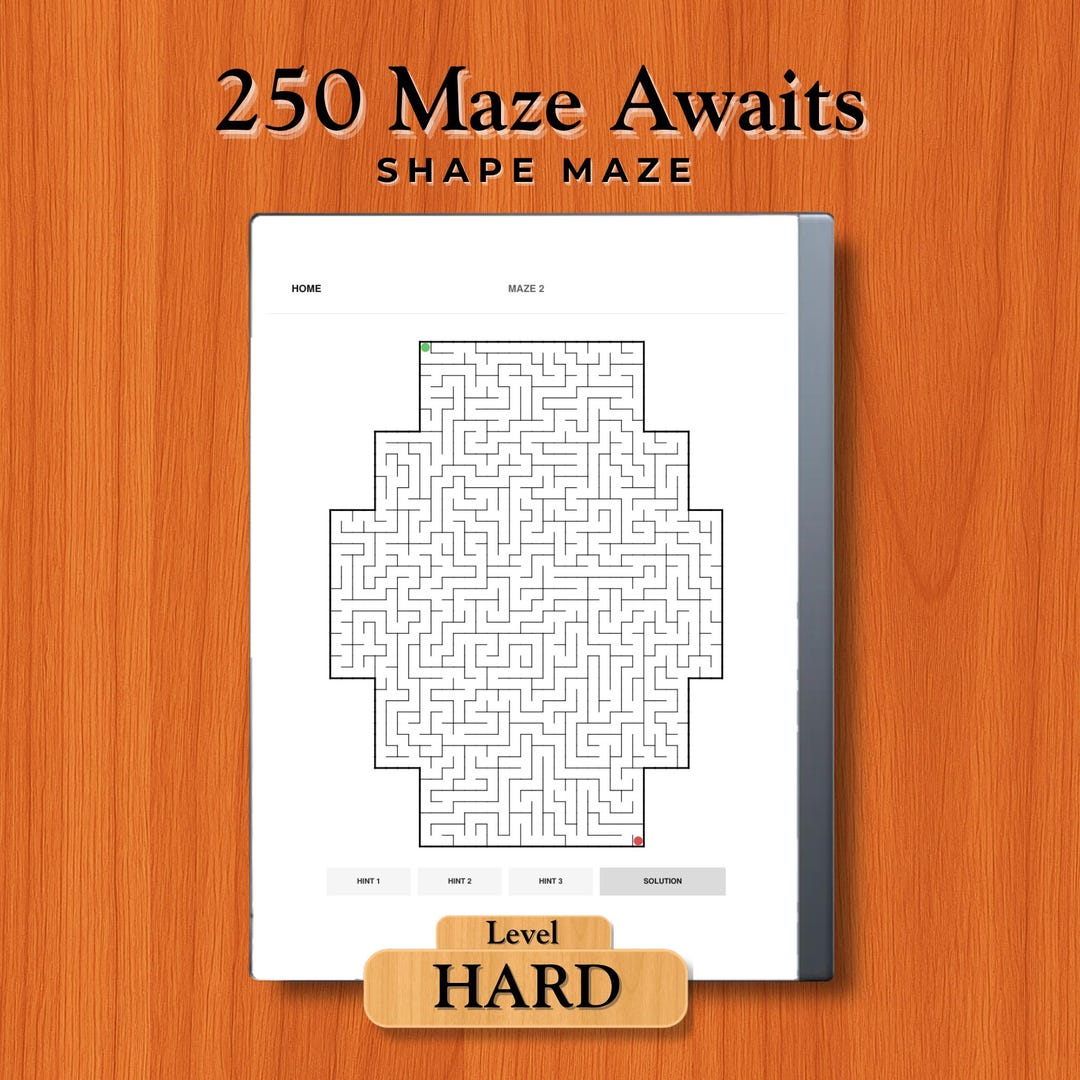 250 Hard Shape Mazes for Remarkable 2 | Challenging Maze Brain Teasers ...