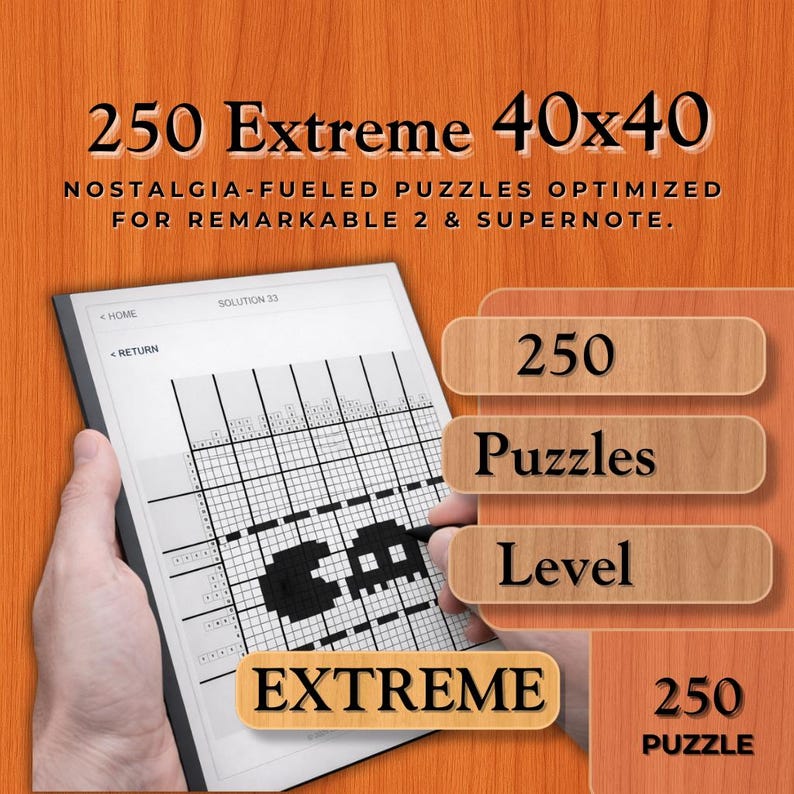 250 Extreme Retro Picross Puzzles | 40x40 | Remarkable & Supernote ...