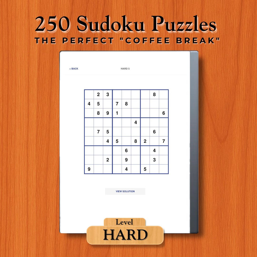 250 Hard Sudoku for Remarkable 2 | Expert Number Puzzles Interactive ...