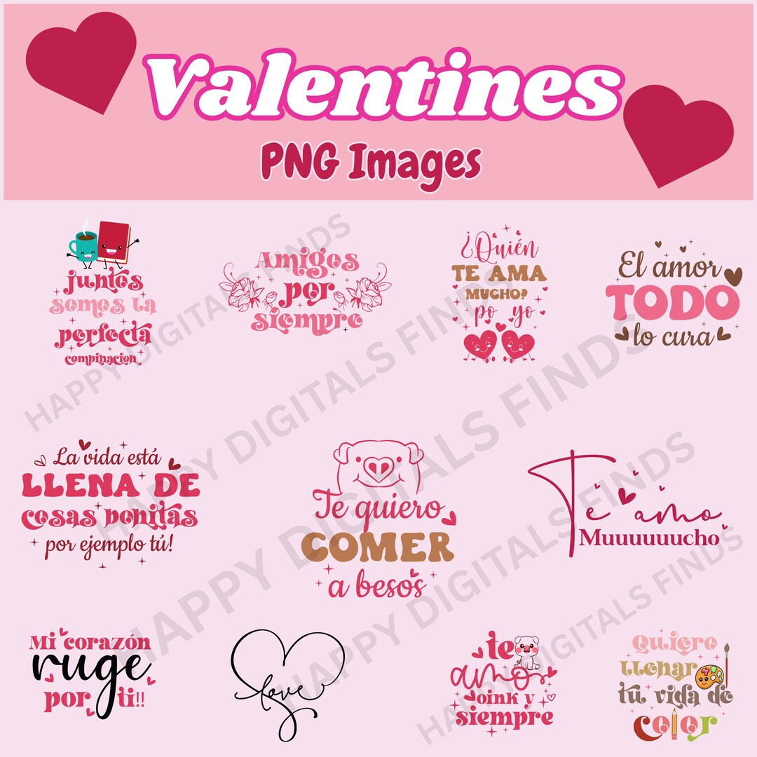 Spanish Valentines Day PNG & SVG Bundle, Sublimation Designs (digital ...