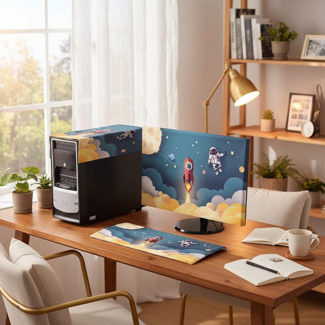 3PCS Cartoon Desktop Computer Dust Cover Set for 19-32" LCD Keyboard ...