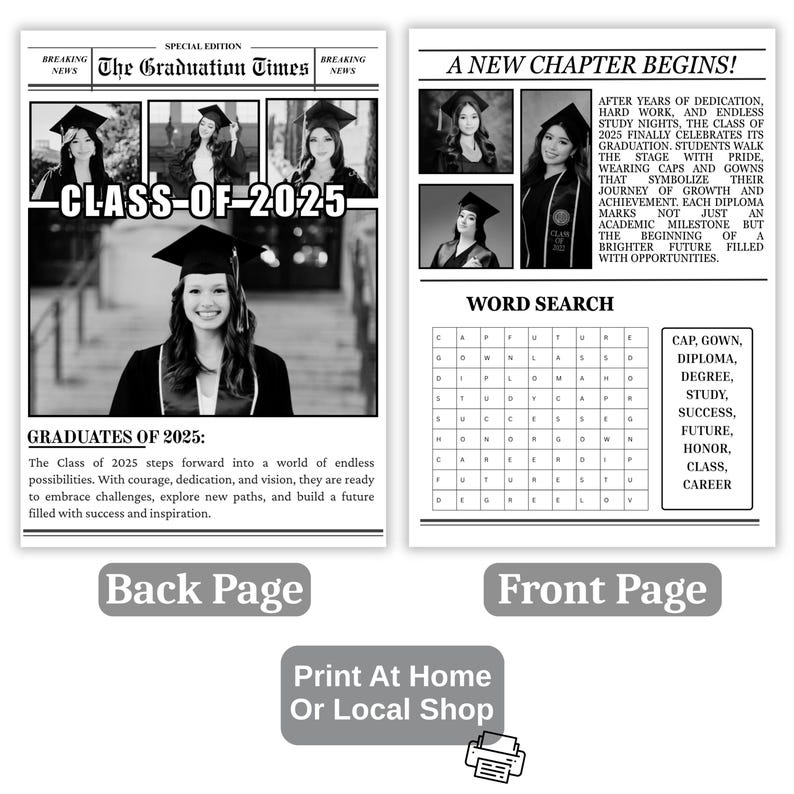 Editable Graduation Newspaper, Newspaper Graduation Announcement ...