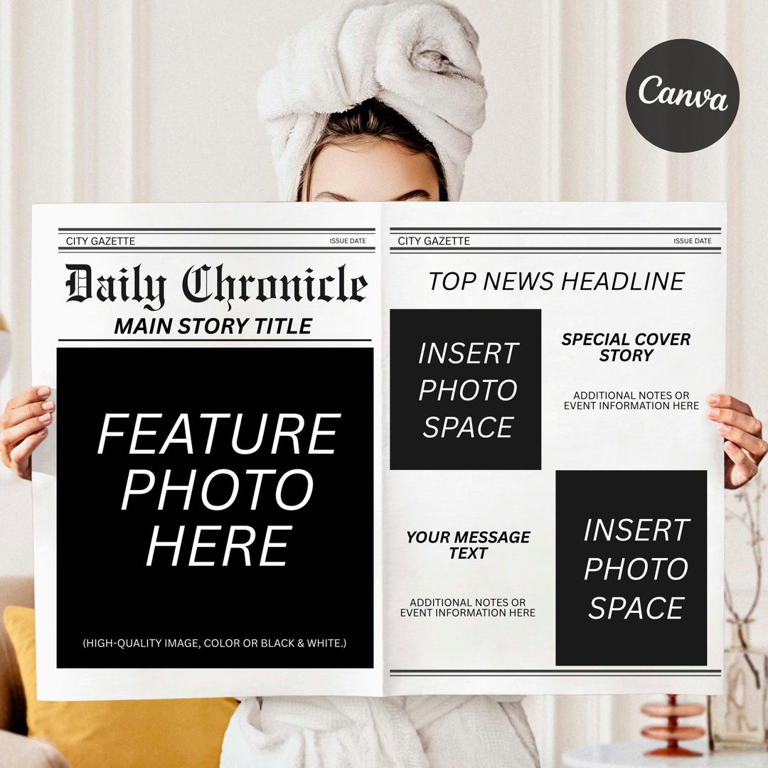 Printable and Editable Newspaper, Custom Newspaper for Bridesmaid ...