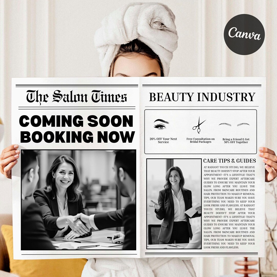 Business Newspaper Template, Newspaper Beauty Saloon Small Business ...