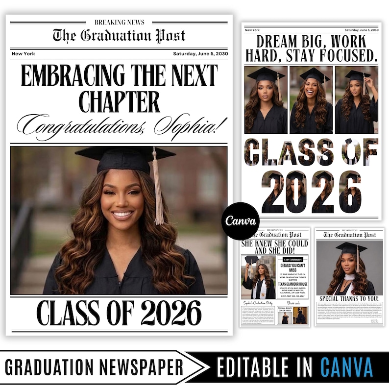 2026 Graduation Newspaper, Custom Printed With Flower Bouquet Wrap ...
