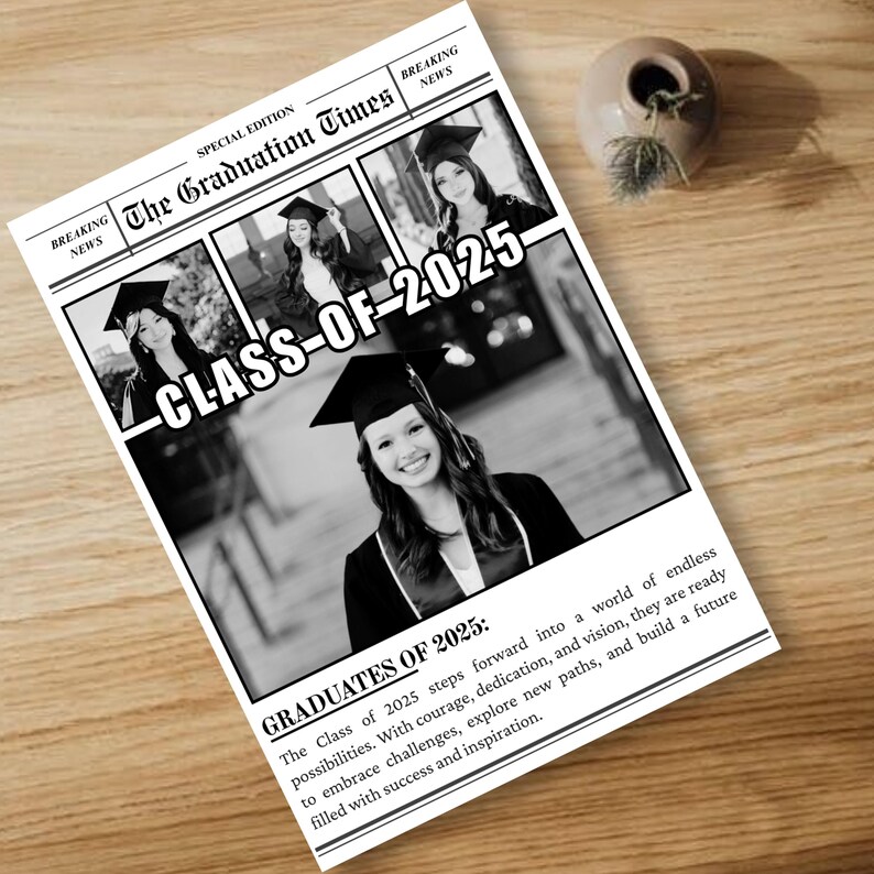 Editable Graduation Newspaper, Newspaper Graduation Announcement ...