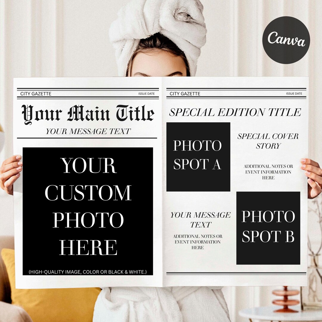 Editable and Printable Newspaper, Custom Newspaper for Bridesmaid ...