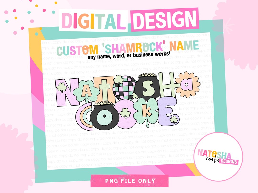 Custom Shamrock Name, Business Name, Word Clipart Digital Design | PNG ...