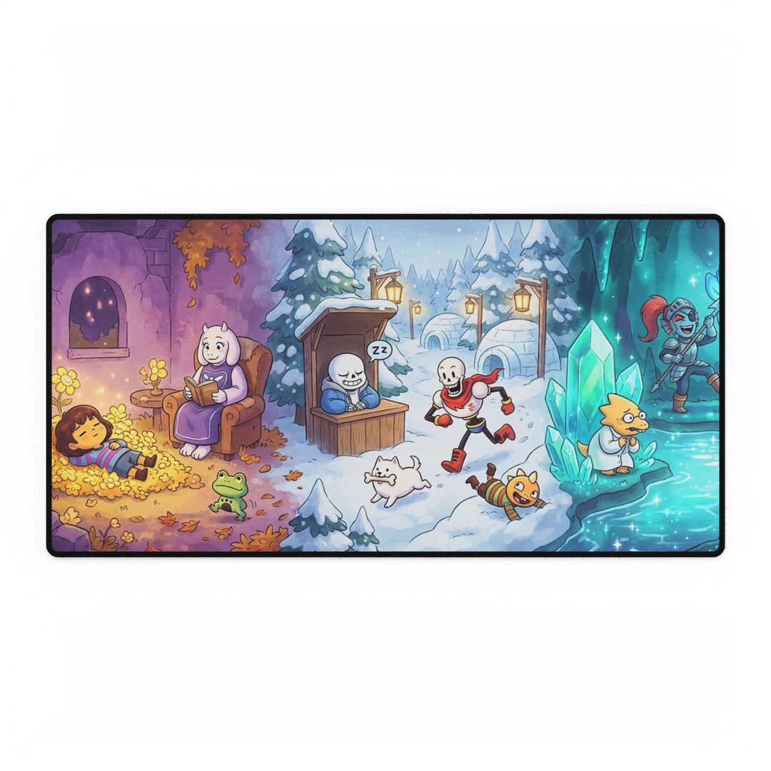 Undertale Desk Mat - Watercolor Ruins-snowdin-waterfall Mouse Pad ...