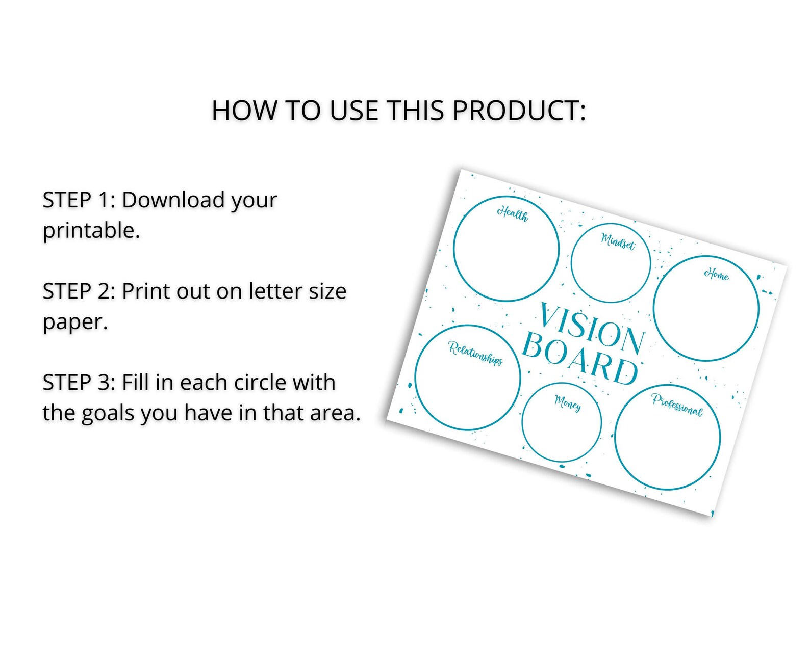 Vision Board, Printable Vision Board Template, Goal Setting Chart ...