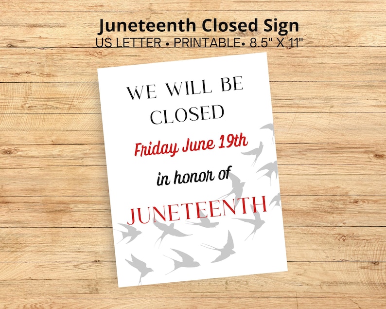 Juneteenth Printable Closed Sign 2026, Juneteenth Printable Closed Sign ...