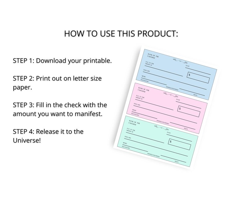 Editable Manifestation Blank Checks, Prosperity Checks, Vision Boards ...