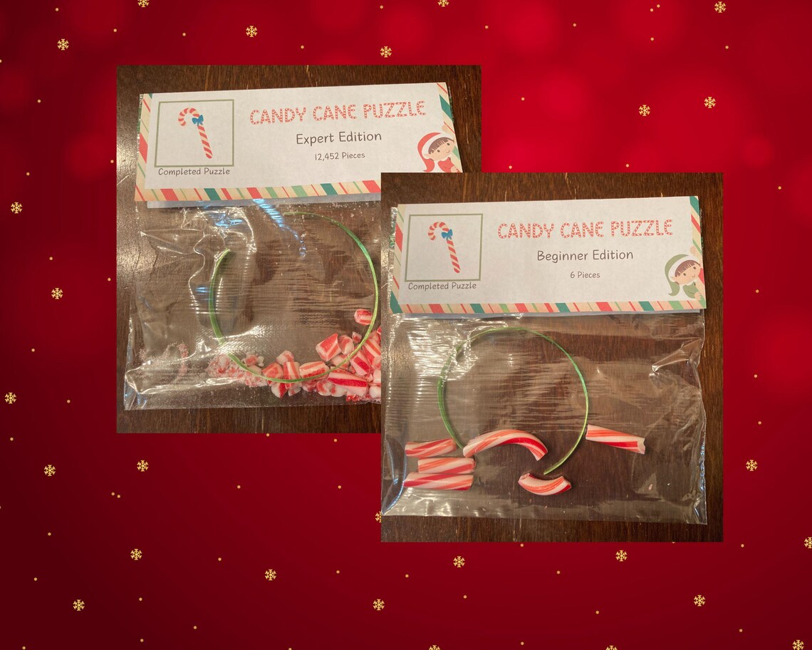 Candy Cane Puzzle Bag Toppers, Candy Cane Puzzle Treat Toppers, Candy ...