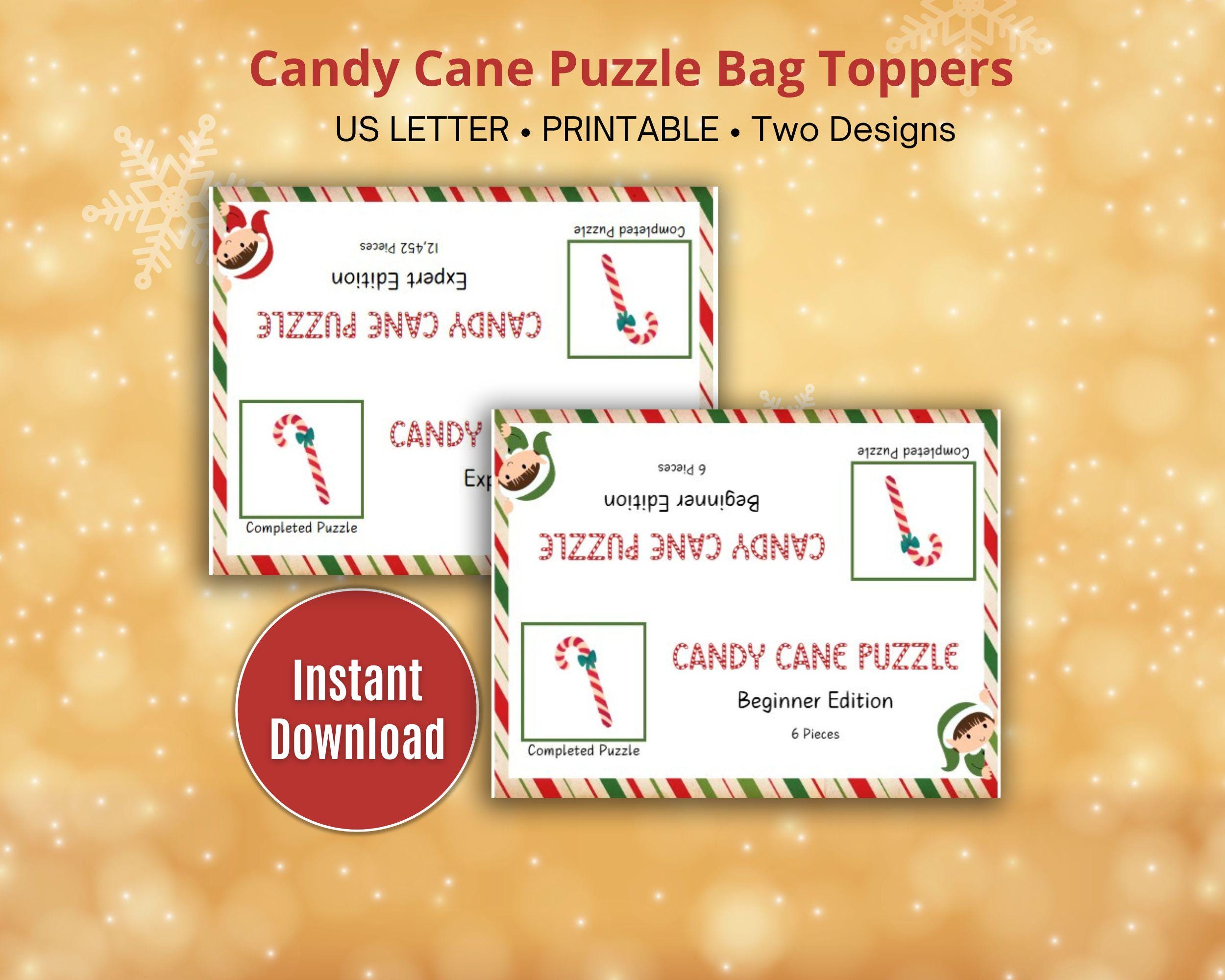 Candy Cane Puzzle Bag Toppers, Candy Cane Puzzle Treat Toppers, Candy ...