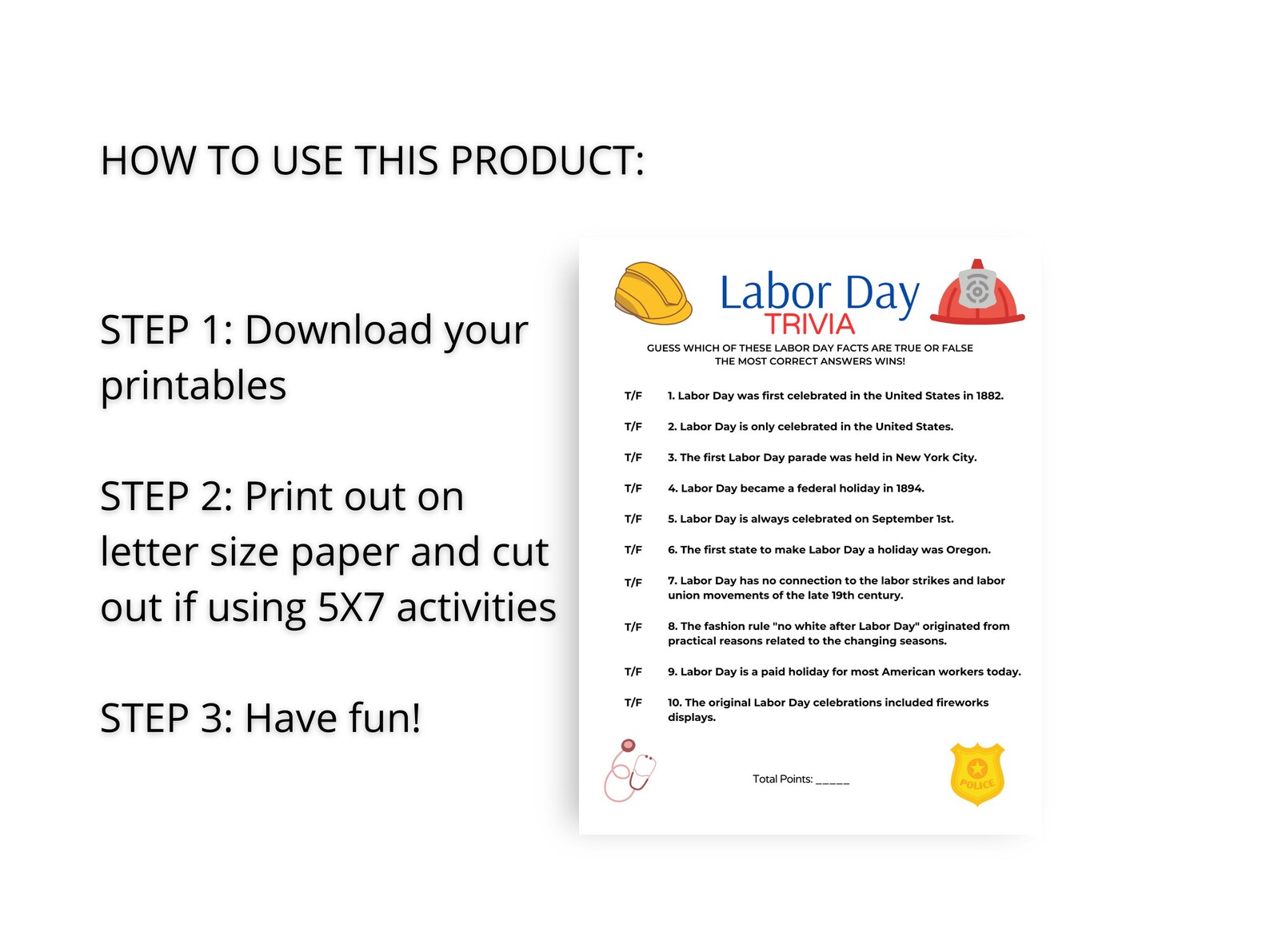 Labor Day Trivia Game, Labor Day Game, Printable Labor Day Game - Etsy