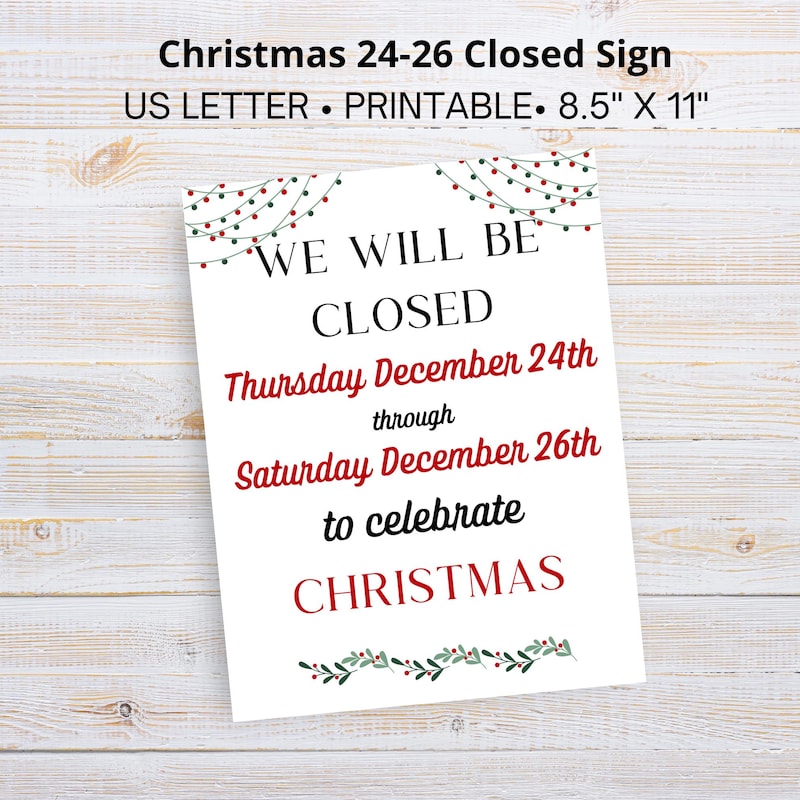 Christmas Closed Sign - Etsy