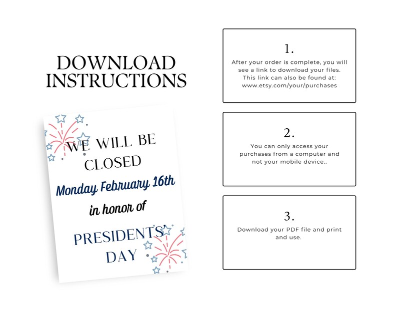Presidents' Day Printable Closed Sign 2026, Presidents Day Printable ...