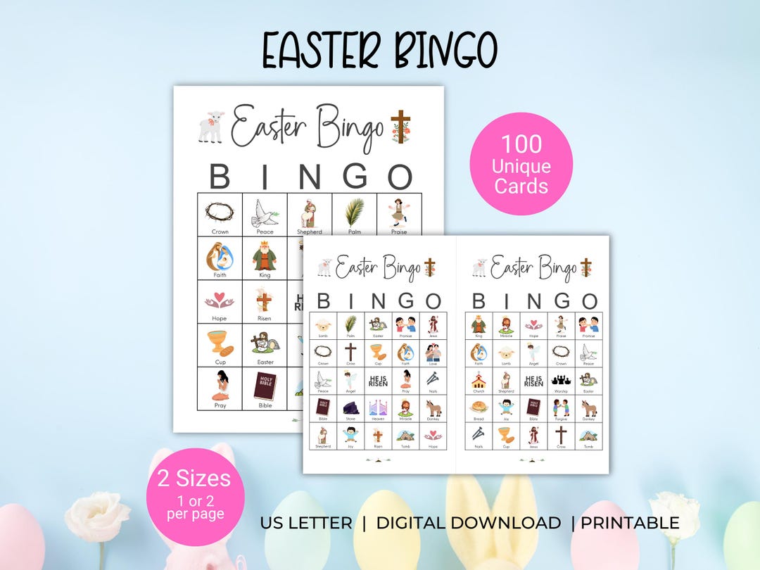 Easter Bingo Game Printable, Christian Easter Bingo Game, Religious ...