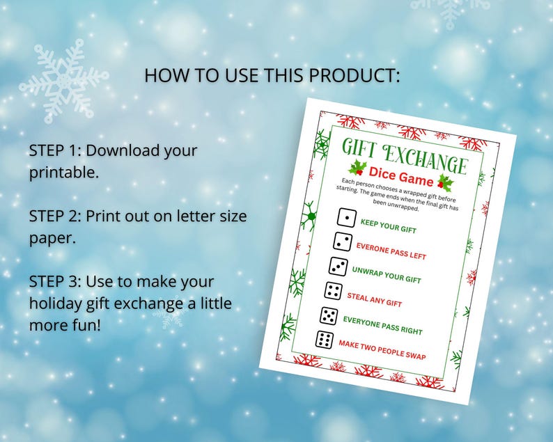White Elephant Gift Exchange Game, Christmas Gift Exchange Dice Game ...