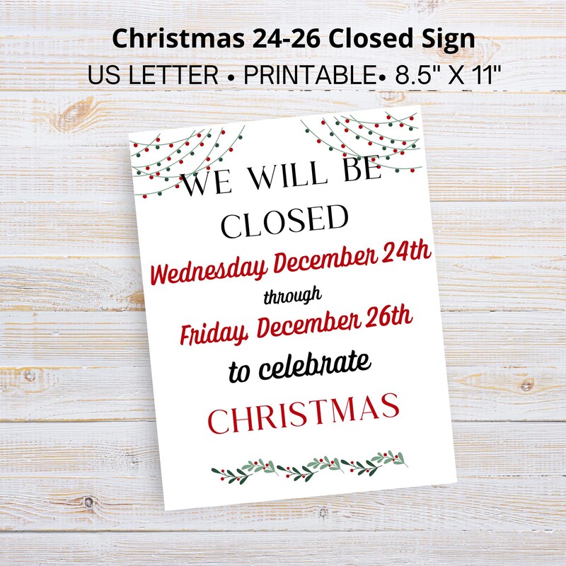 Christmas Closed Sign - Etsy