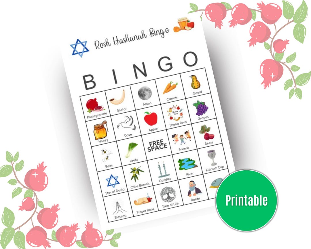 Rosh Hashanah Printable Bingo Cards Includes Calling Cards and Chips ...