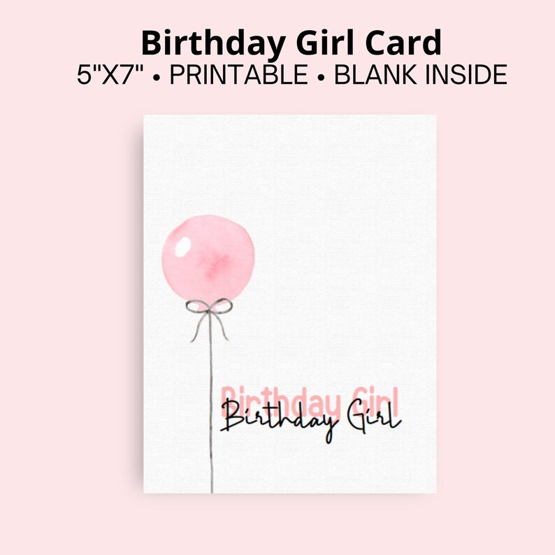 Printable Birthday Card, Birthday Girl Birthday Card, Birthday Girl ...
