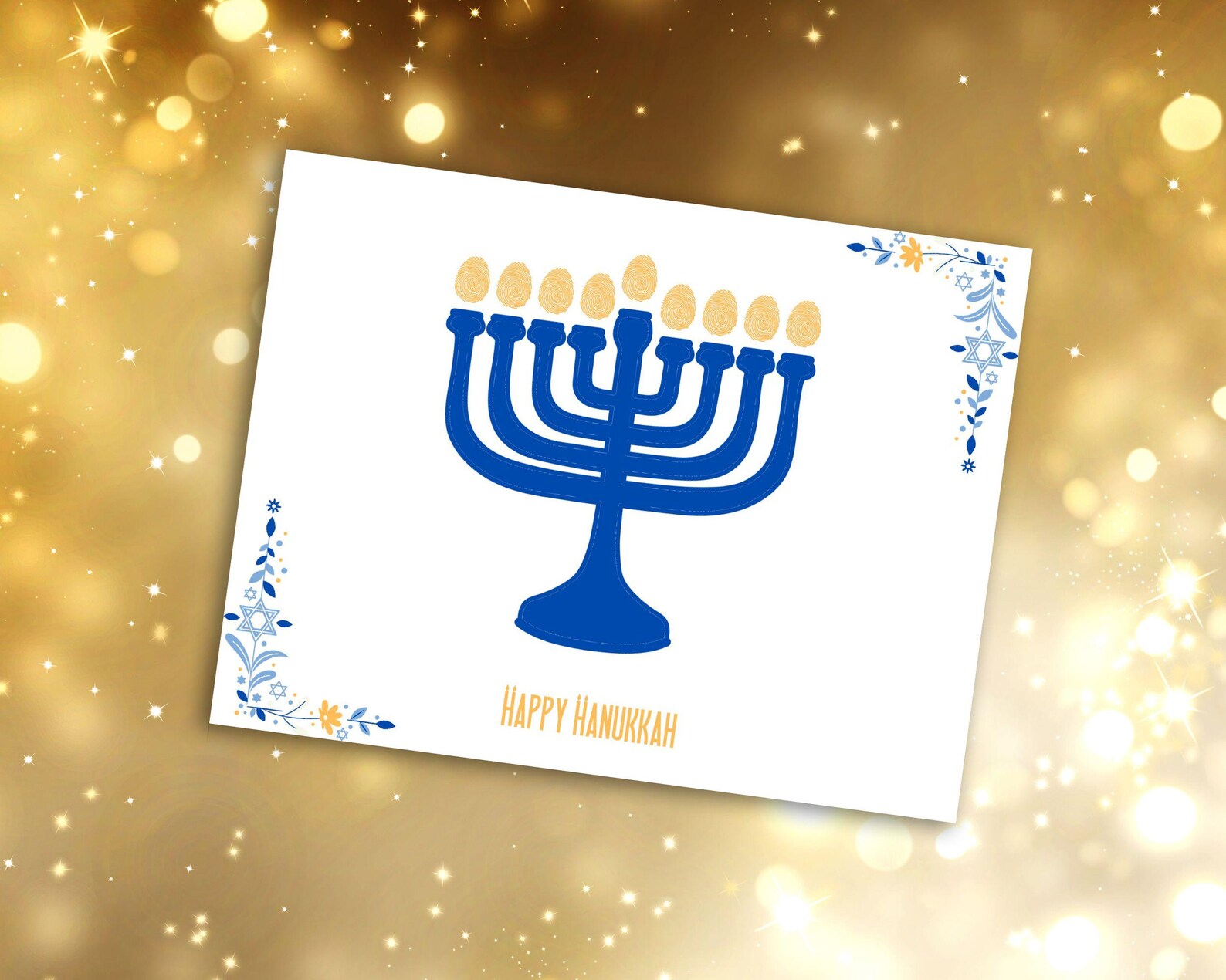 Hanukkah Craft for Kids, Fingerprint Craft, Menorah Candles ...