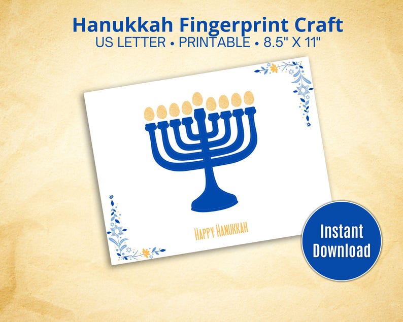 Hanukkah Craft for Kids, Fingerprint Craft, Menorah Candles ...