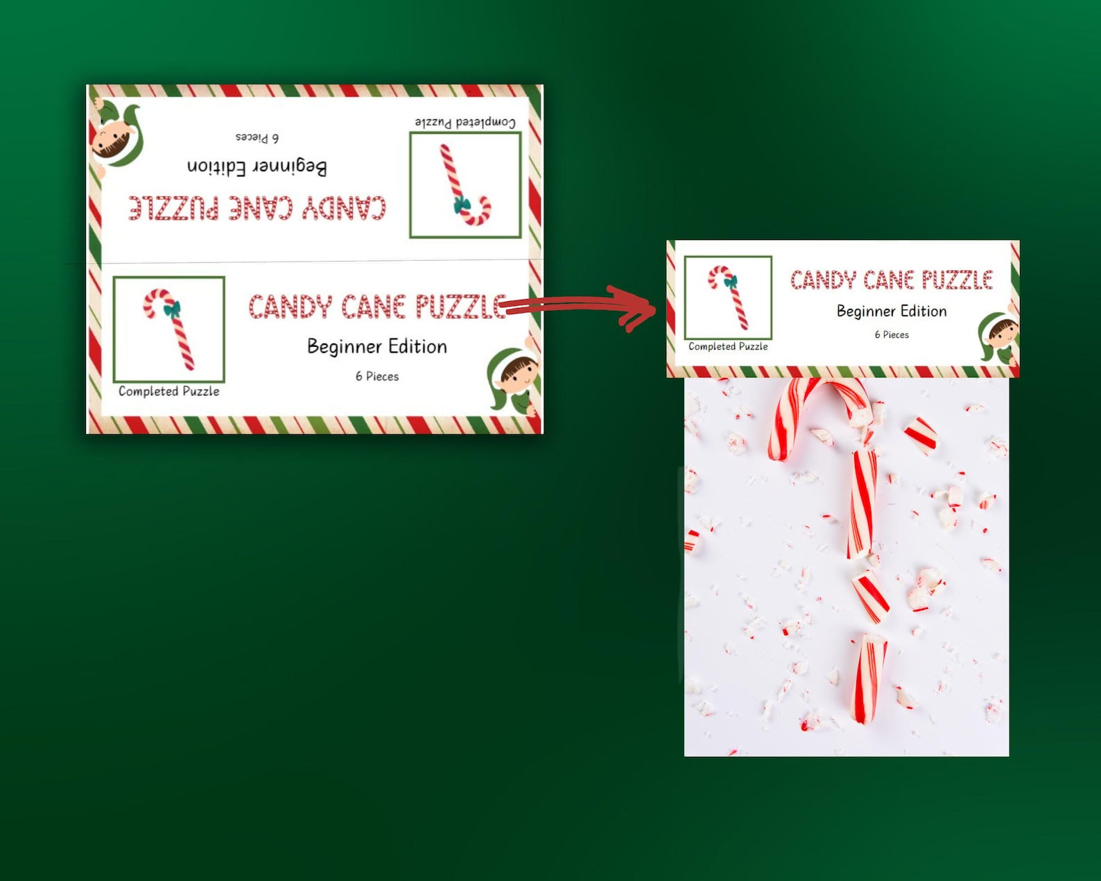 Candy Cane Puzzle Bag Toppers, Candy Cane Puzzle Treat Toppers, Candy ...