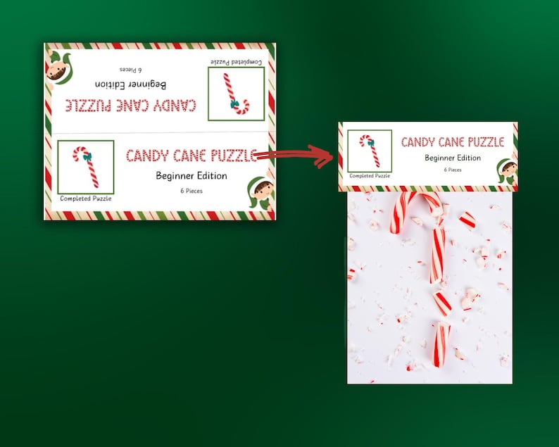 Candy Cane Puzzle Bag Toppers, Candy Cane Puzzle Treat Toppers, Candy ...