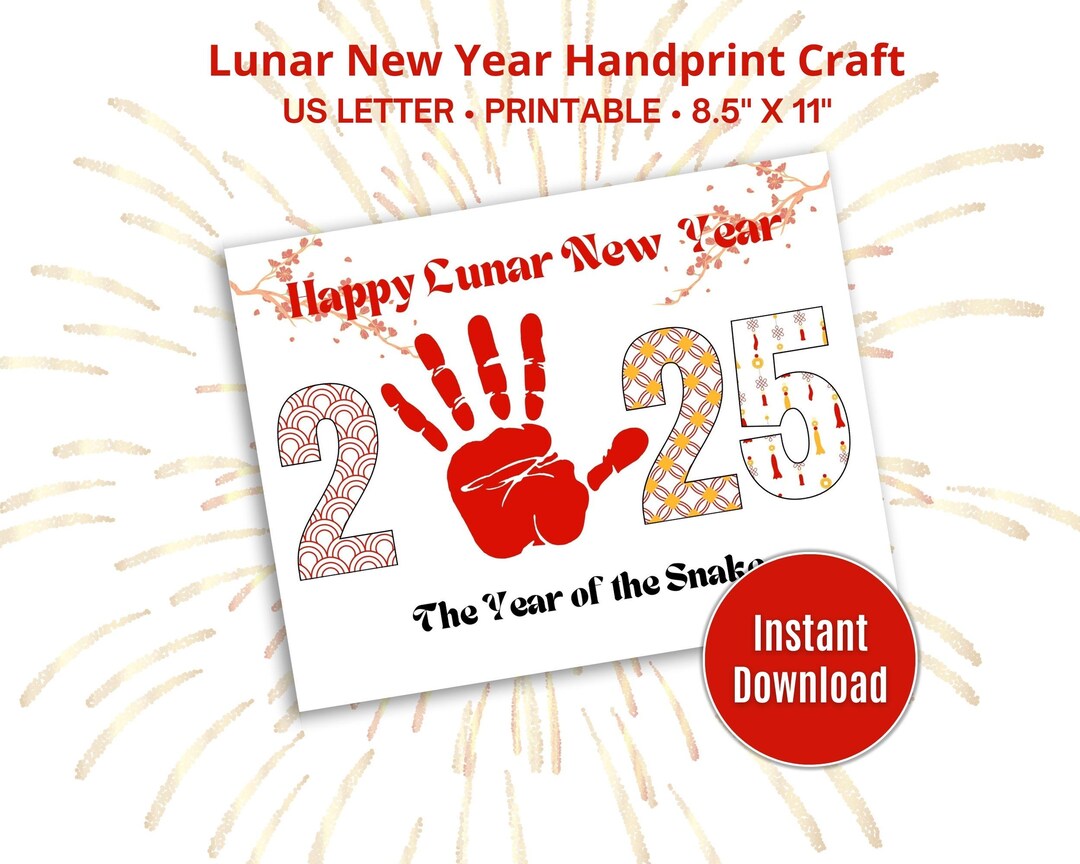 Lunar New Year 2025 Handprint Craft, Year of the Snake Handprint Craft ...
