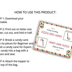 Candy Cane Puzzle Bag Toppers, Candy Cane Puzzle Treat Toppers, Candy ...