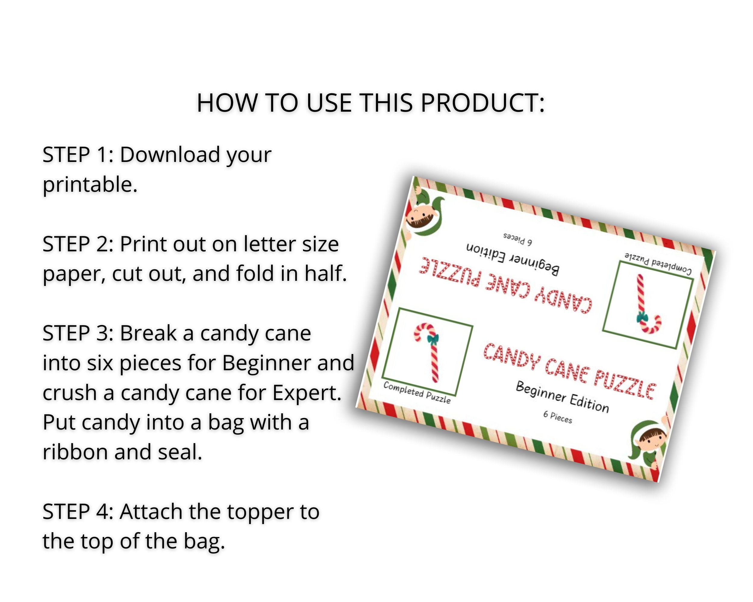 Candy Cane Puzzle Bag Toppers, Candy Cane Puzzle Treat Toppers, Candy ...